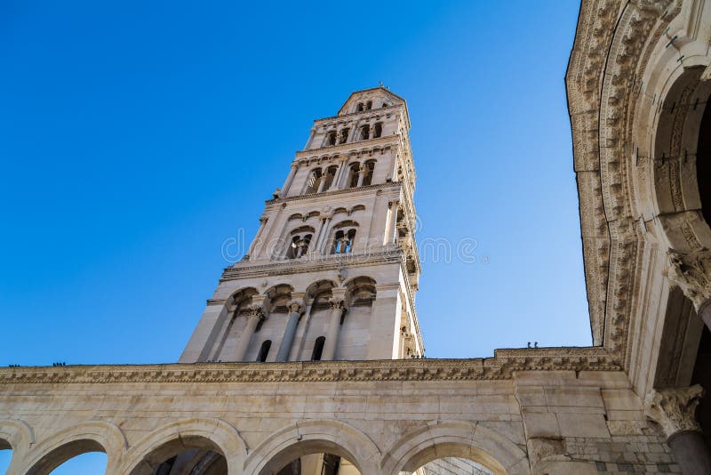 Looking Up at the Bell Tower of St Domnius Cathedral Stock Photo ...