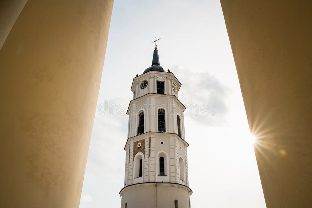 Bell Tower of the Cathedral of Vilnius in Lithuania Stock Image - Image ...