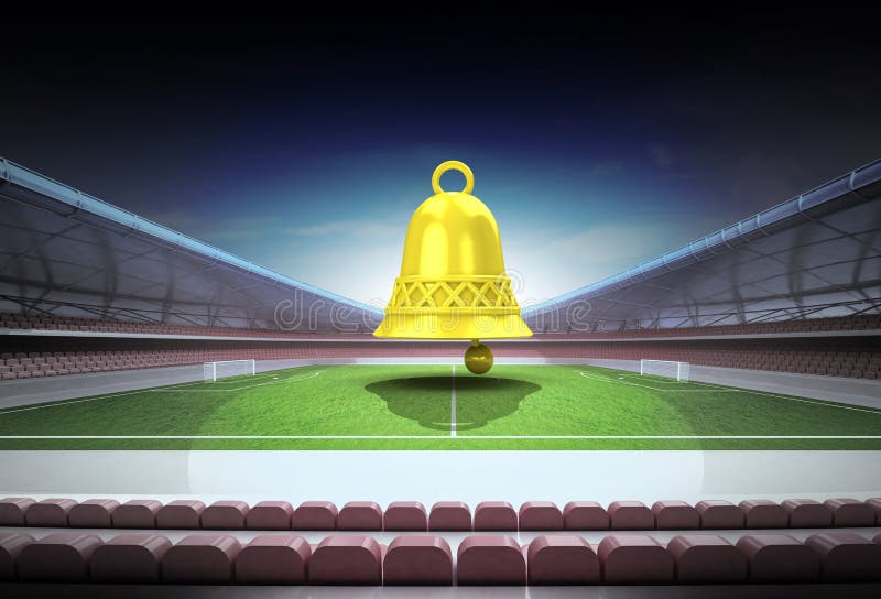 Bell Welcome Ring in Midfield of Magic Football Stadium Stock ...