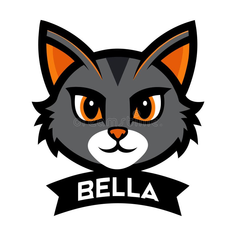 Bella cat head mascot logo stock vector. Illustration of chloe - 353080260