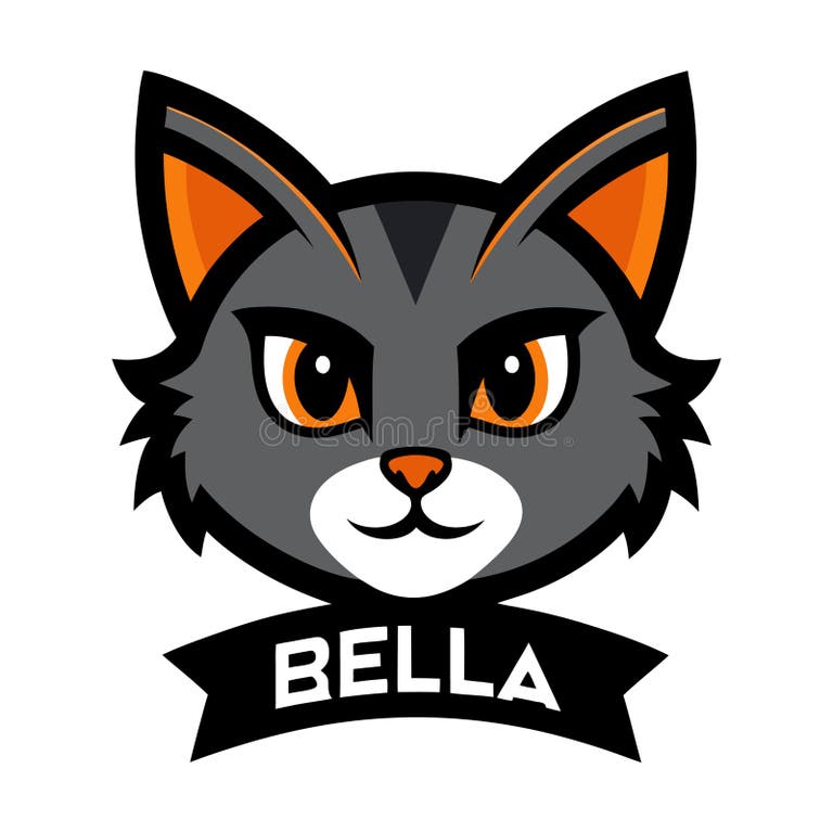 Bella cat head mascot logo stock vector. Illustration of chloe - 353080260