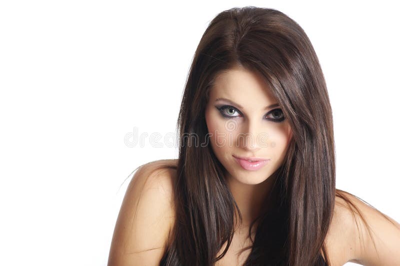 Bella Donna Con Capelli Lunghi. Fotografia Stock - Immagine di nero ...