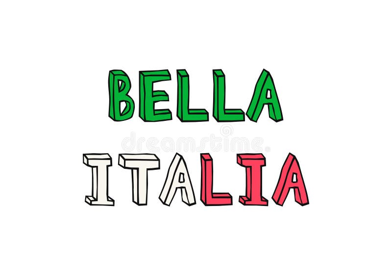 Bella Italia Card. Lettering Vector Isolated on White Background Stock ...