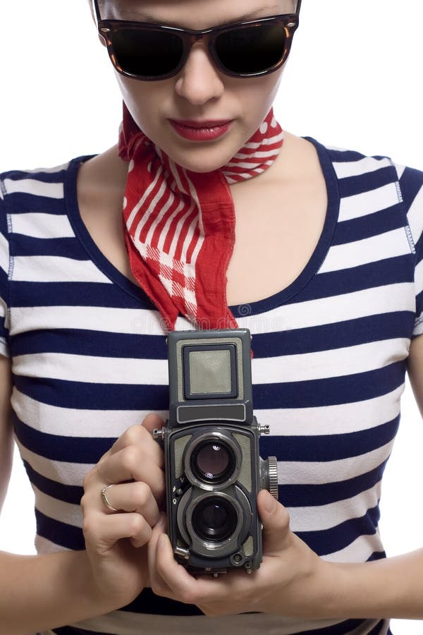 Bella Ragazza Nello Sguardo Classico Del Francese 60s Fotografia Stock ...