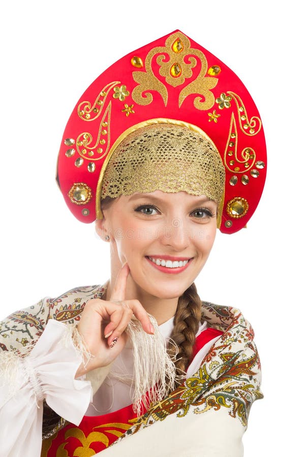 Bella Ragazza Russa Sorridente in Costume Piega Fotografia Stock ...