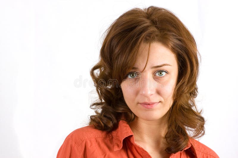 Bella signora su bianco fotografia stock. Immagine di ritratto - 7111008