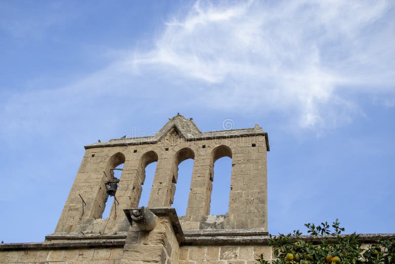 Bellabais Monastery, Bell Tower. Triangular Pediment Structure. Cyprus ...
