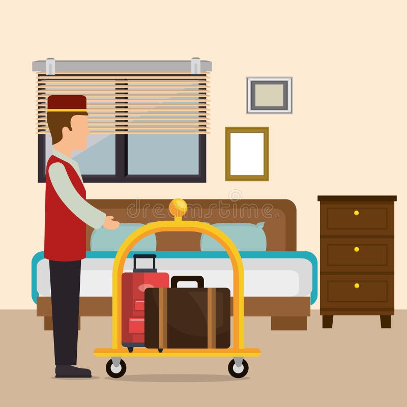 Bellboy Working in the Hotel Character Stock Vector - Illustration of ...