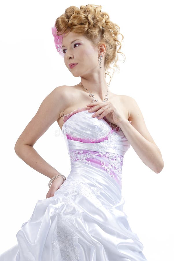 Belle Fille Dans La Robe De Mariage Photo Stock Image Du Floral
