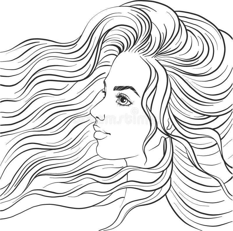 Belle Fille De Profil Portrait Dune Fille Avec De Longs Cheveux