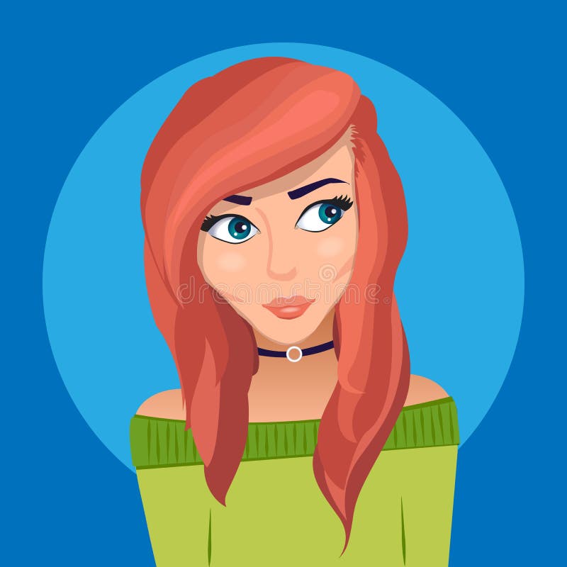 Belle Fille Rousse Avec Des Yeux Bleus Illustration Stock ...