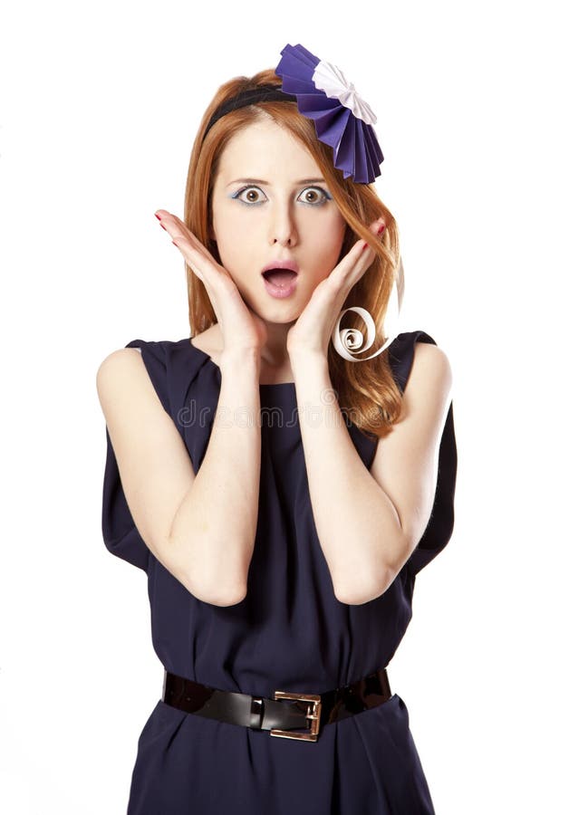 Belle Fille Rousse Dans La Robe. Image stock - Image du rouge, type ...