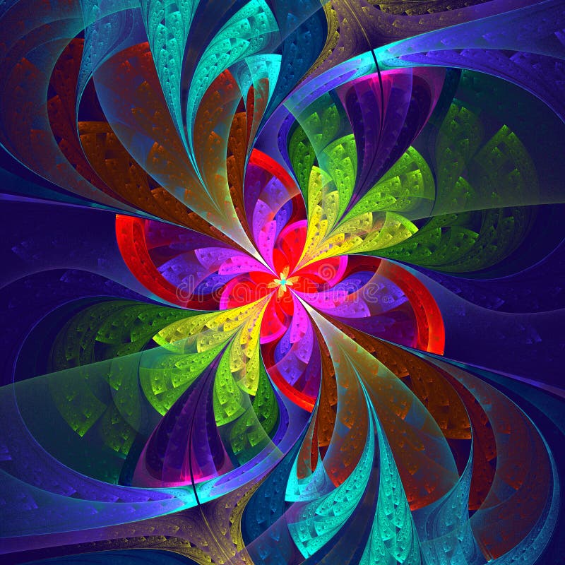Belle Fleur Multicolore De Fractale Illustration Stock Illustration