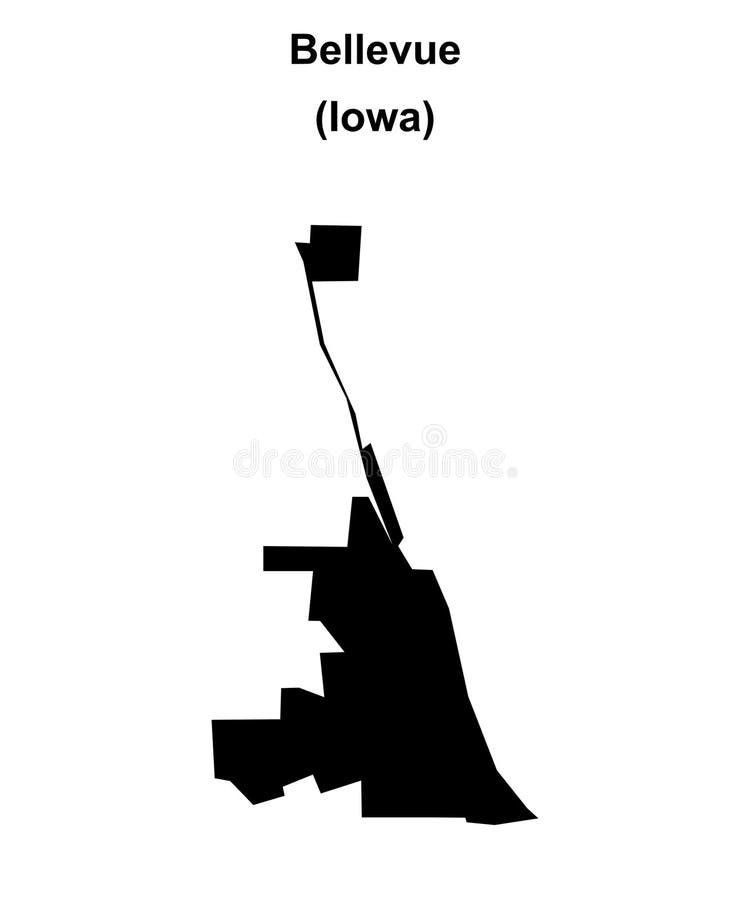 Bellevue outline map stock vector. Illustration of region - 387201345