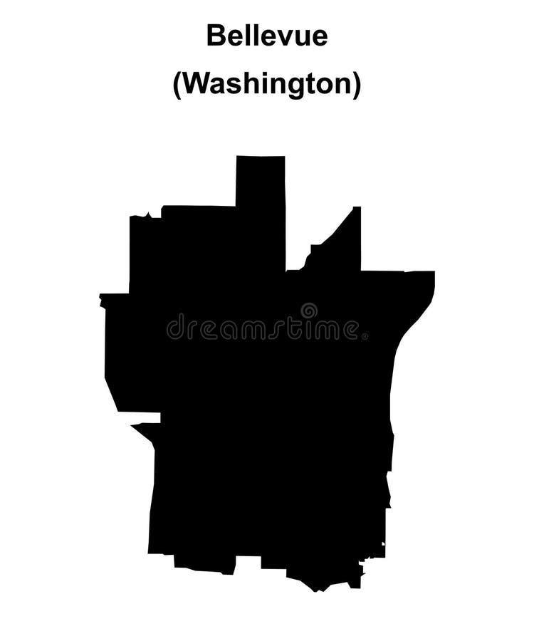 Bellevue outline map stock vector. Illustration of washington - 357620104