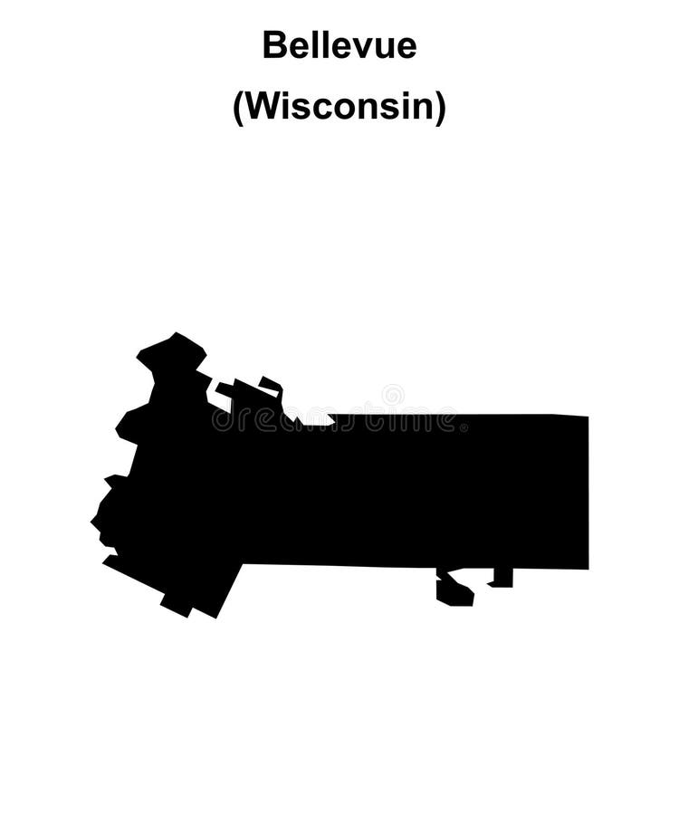 Bellevue outline map stock vector. Illustration of wisconsin - 357623952