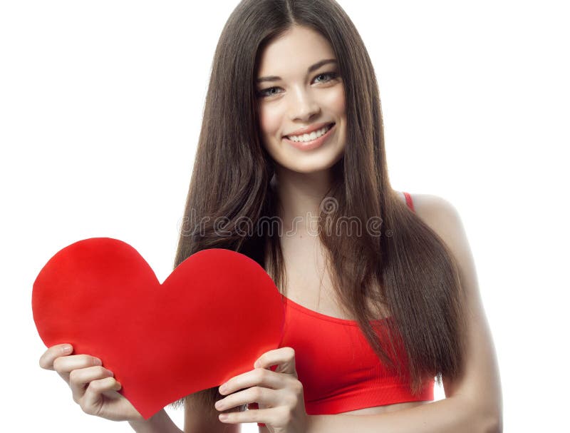 Belleza De La Mujer Con El Corazón Imagen de archivo - Imagen de adulto ...