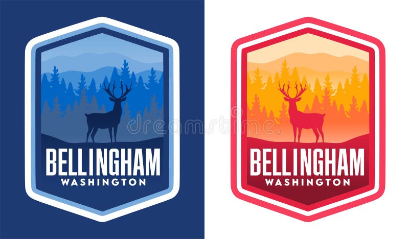 Bellingham Washington with Beautiful Natural Scenery Stock Illustration ...