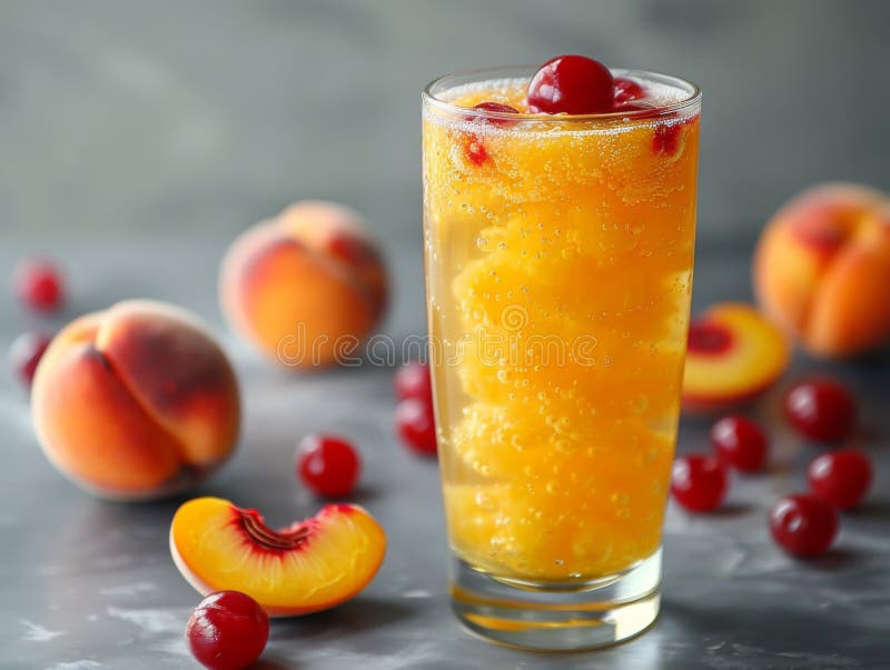 A Bellini with Peach Puree and Prosecco. Stock Image - Image of fresh ...