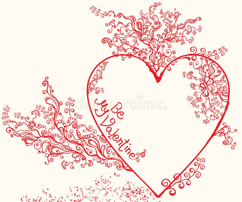 Bello Cuore Disegnato a Mano Illustrazione di Stock - Illustrazione di ...