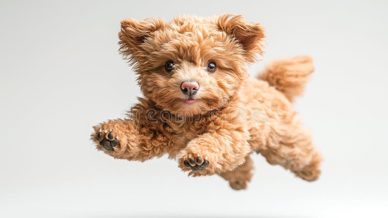 Bello Perro Con Rizos Saltando Foto de archivo - Imagen de piel ...