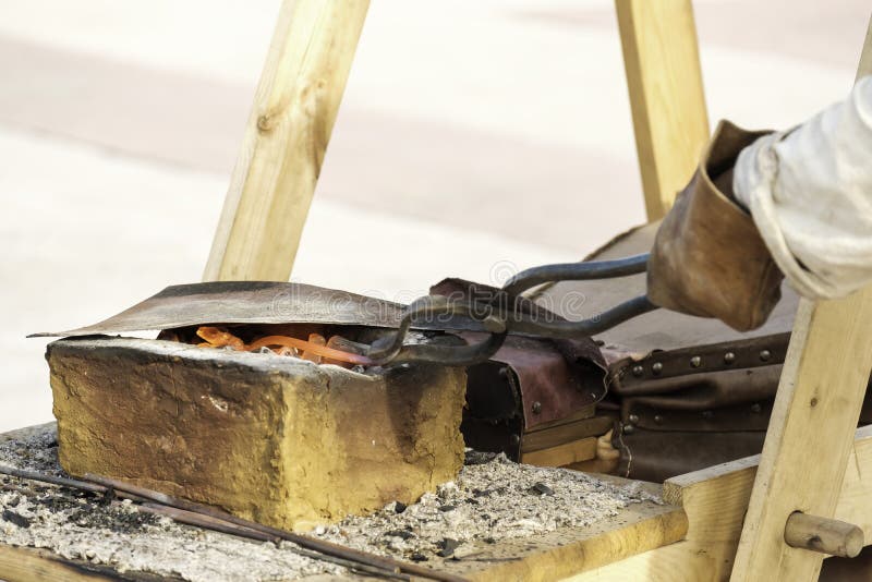 Bellows and an Oven for Heating Metal in Blacksmithing Stock Image ...