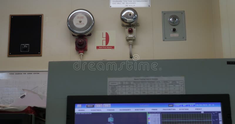 Bells of Alarm in Engine Control Room Stock Video - Video of vessel ...