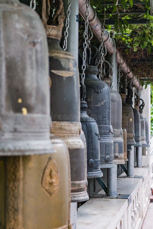 The Bells in Buddhist Temple Bangkok Stock Image - Image of religion ...