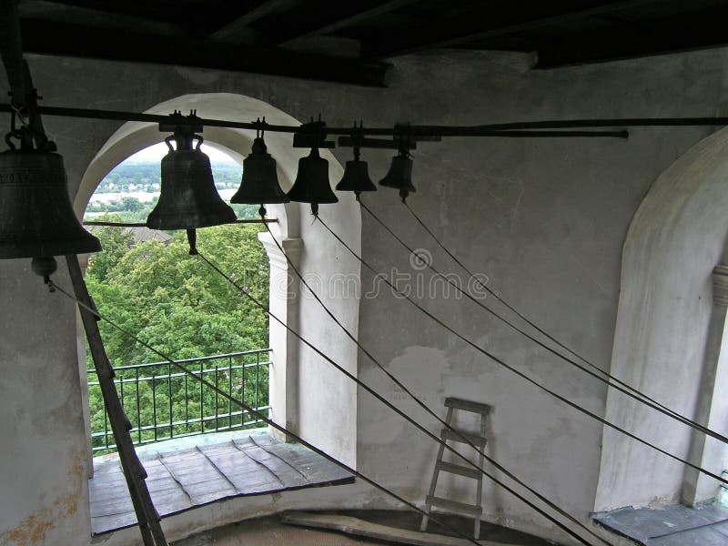Bells in the Interior of the Bell Tower Stock Photo - Image of view ...