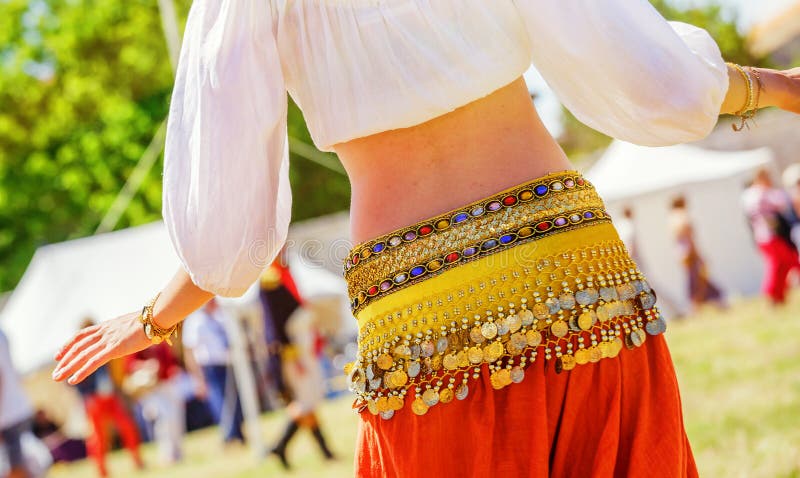 Belly Dancer Wearing Typical Arabic Costume Stock Image - Image of ...