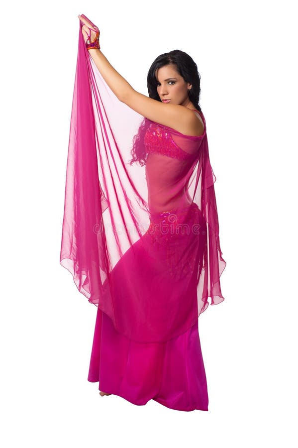 Belly Dancer Wrapped in a Hot Pink Veil Stock Photo - Image of pink ...
