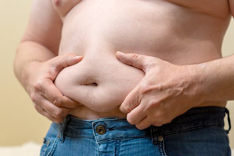 Belly of a Fat Man in Jeans Close-up Stock Image - Image of isolated ...