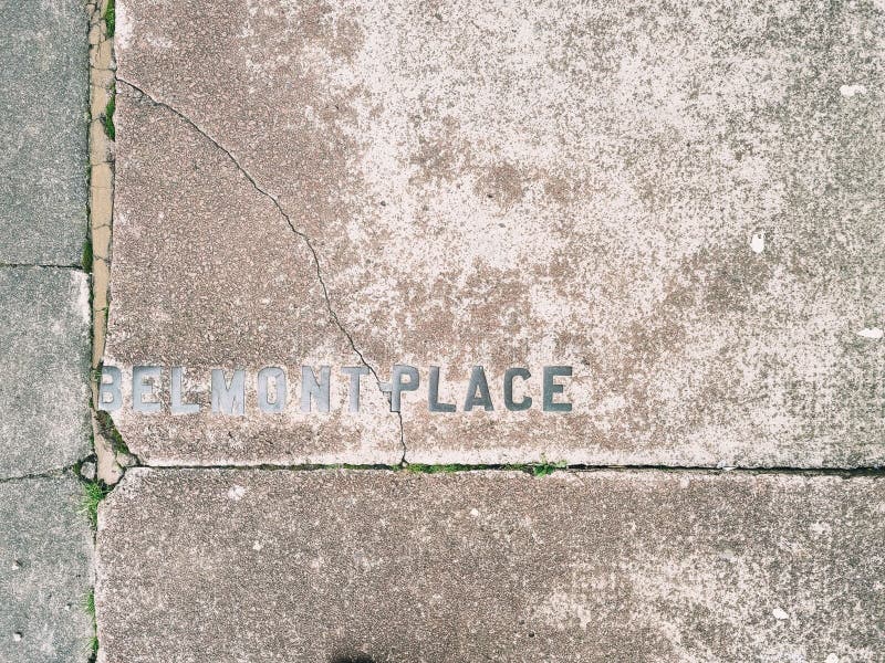 Belmont Place Graving on the Ground Stock Image - Image of material ...