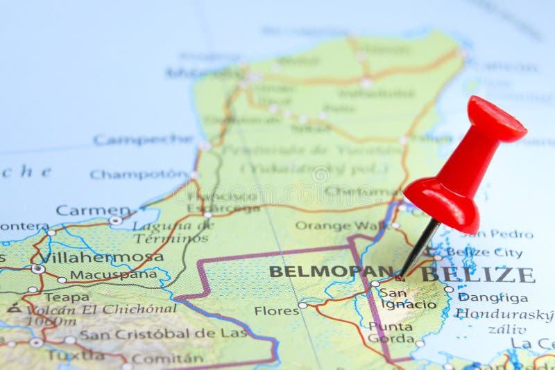 Belmopan, Belize Pin on Map Editorial Stock Image - Image of direction ...