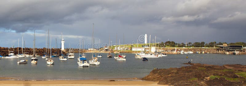 Belmore Basin, Wollongong Harbour Stock Image - Image of yacht, boat ...