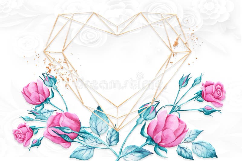 Belo hart com fundo floral ilustração stock. Ilustração de ilustrador ...