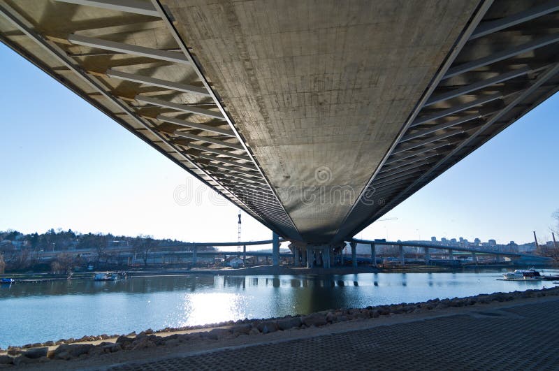 Below the Bridge Construction Site Stock Photo - Image of landscape ...