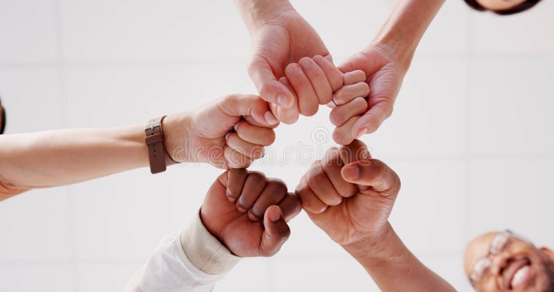 Below, Hands and People with Fist Bump for Teamwork, Creative ...