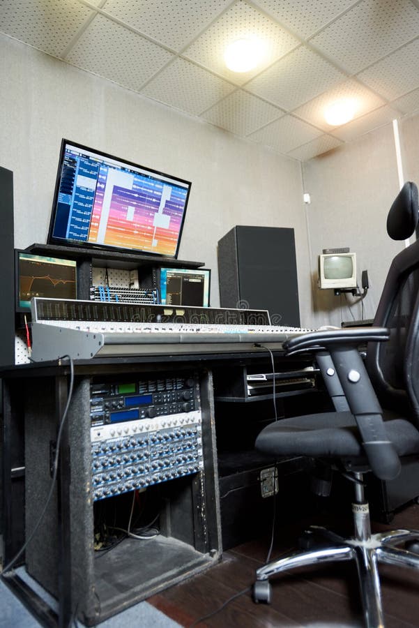 Control Board and Monitors in Studio Stock Image - Image of mixing ...