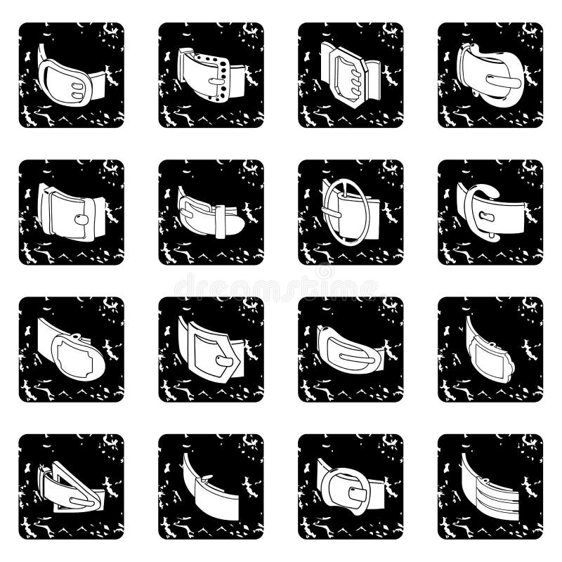 Belt Buckle Icons Set Grunge Vector Stock Vector - Illustration of ...
