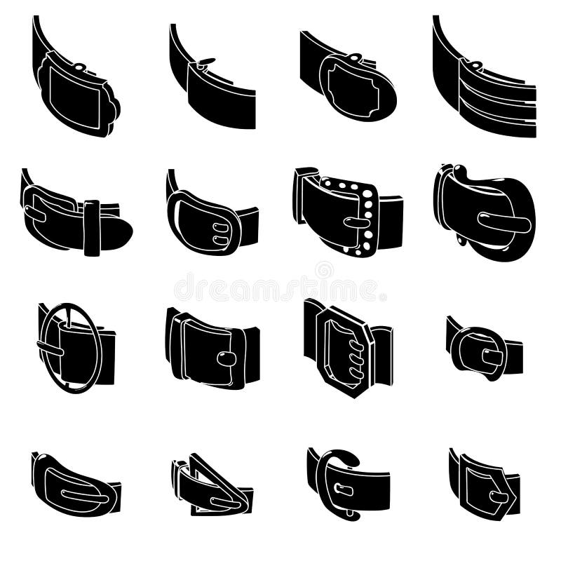 Belt Buckle Icons Set, Simple Style Stock Vector - Illustration of ...
