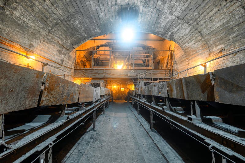 Underground Belt Conveyor for Transporting Ore To the Surface Stock Image - Image of mineral ...