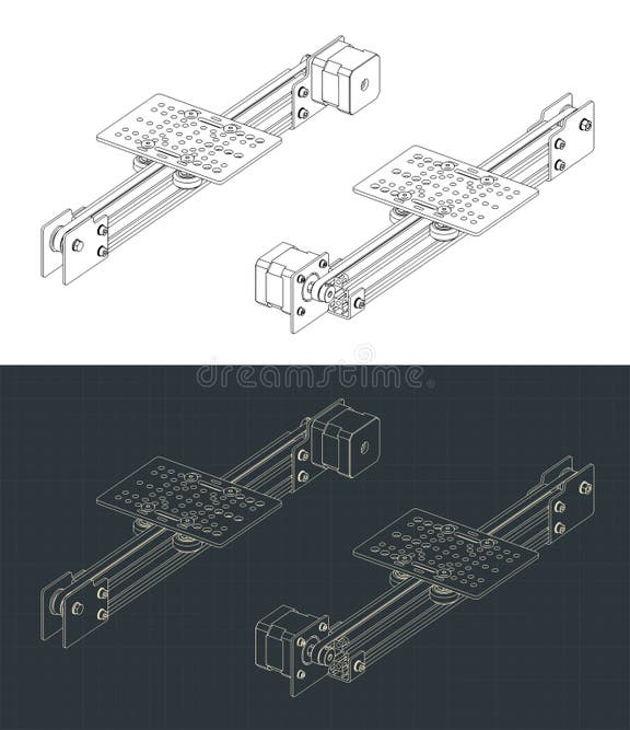 Belt Driven Linear Actuator Blueprints Stock Vector - Illustration of ...