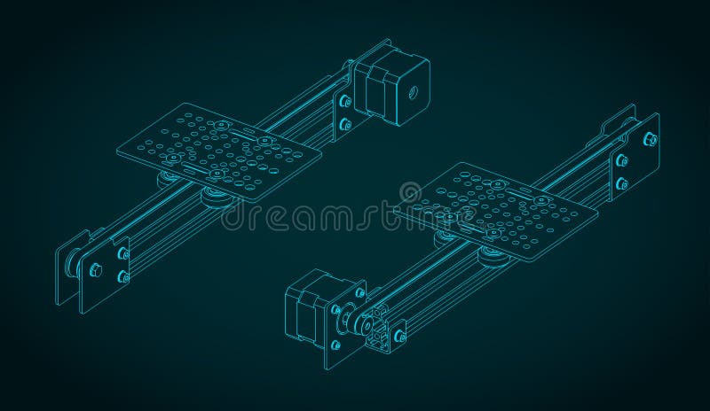 Belt Driven Linear Actuator Drawings Stock Vector - Illustration of ...