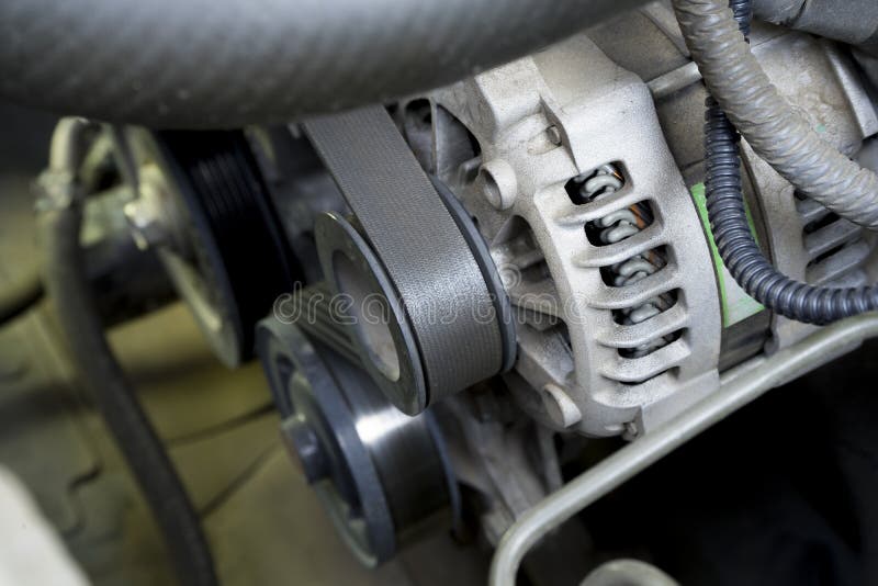 Belt Driven Power Generator on the Modern Car Engine, 12v Alternator ...
