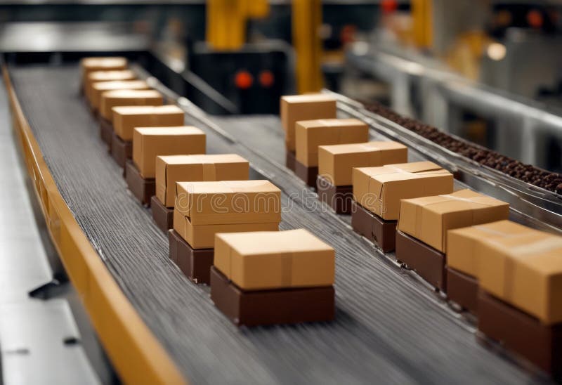 Belt Image Row Brown Composite Boxes Conveyor Storage Conveyer Studio ...