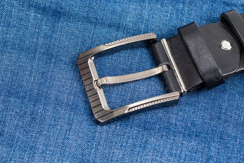 Belt and Jeans Closeup. Leather Belt Close-up. Belt and Blue Jeans ...
