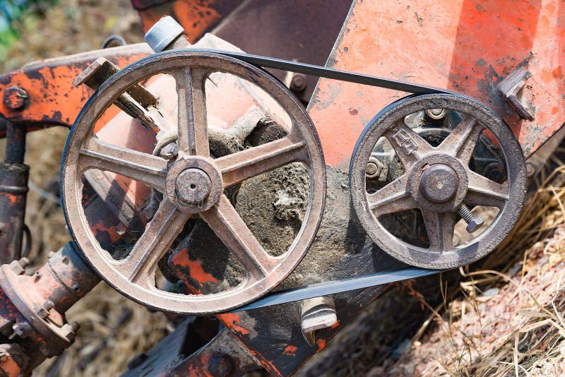 Belt and Pulley on the Motor on the Vehicle Part. Stock Photo - Image ...