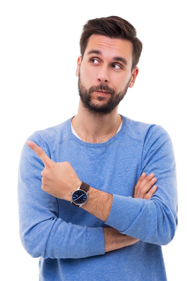 Bemannen Sie Das Zeigen Des Fingers Stockbild - Bild von stehen ...