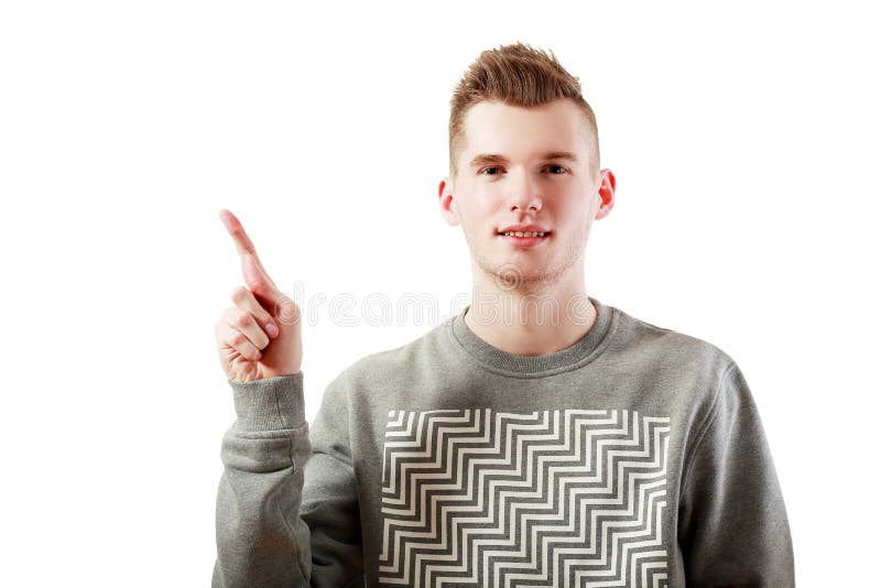 Bemannen Sie Das Zeigen Des Fingers Stockbild - Bild von porträt ...